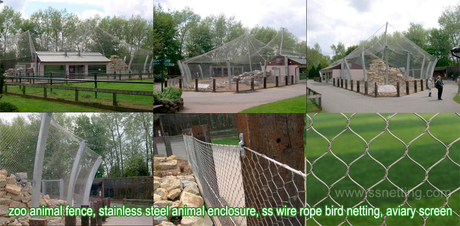 Zoo animal fence, stainless steel animal enclosure, ss wire rope bird ...